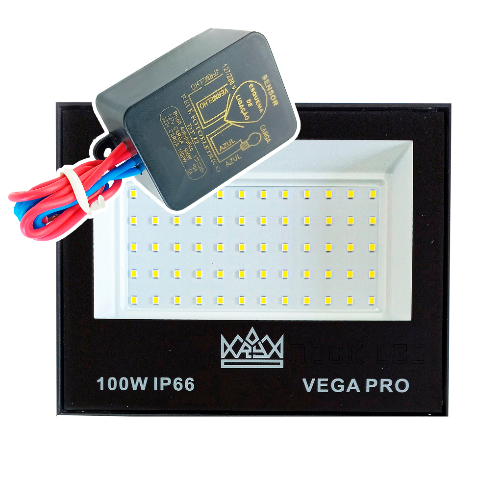 Refletor Led 100w 6000k Ip66 Smd + Rele Fotocélula Bivolt | Shopee Brasil