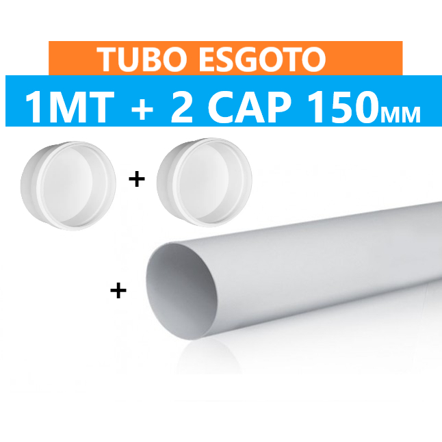 Kit Tubo Cano Esgoto PVC 150mm C/ 1 Metro e 2 Caps | Shopee Brasil