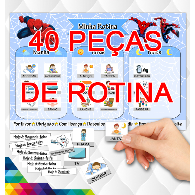 Quadro Educativo Rotina Infantil Imantado H Aranha Pronta Entrega
