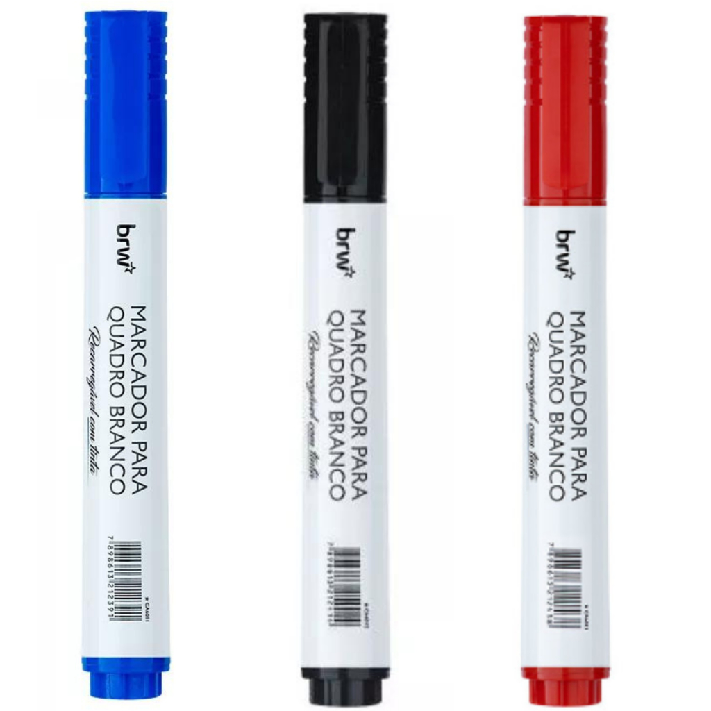 Caneta Marcador Para Quadro Branco BRW pincel recarregável com tinta | Shopee Brasil