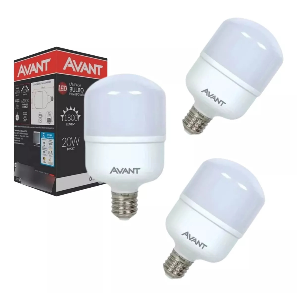 Kit 3 Lampadas 20W Bivolt AVANT 6500K Lampada Forte para Casa, Empresa, Galpão (1 Ano De ...
