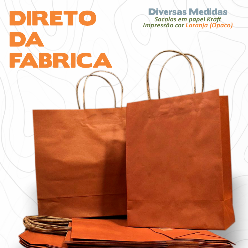 Sacolas Laranja Kraft 80g –10 UNIDADES - Vários Tamanhos | Shopee Brasil