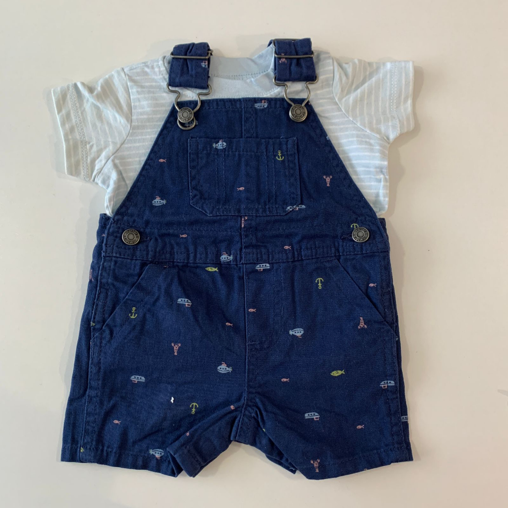 Conjunto jardineira fundo do mar - C@rters | Shopee Brasil