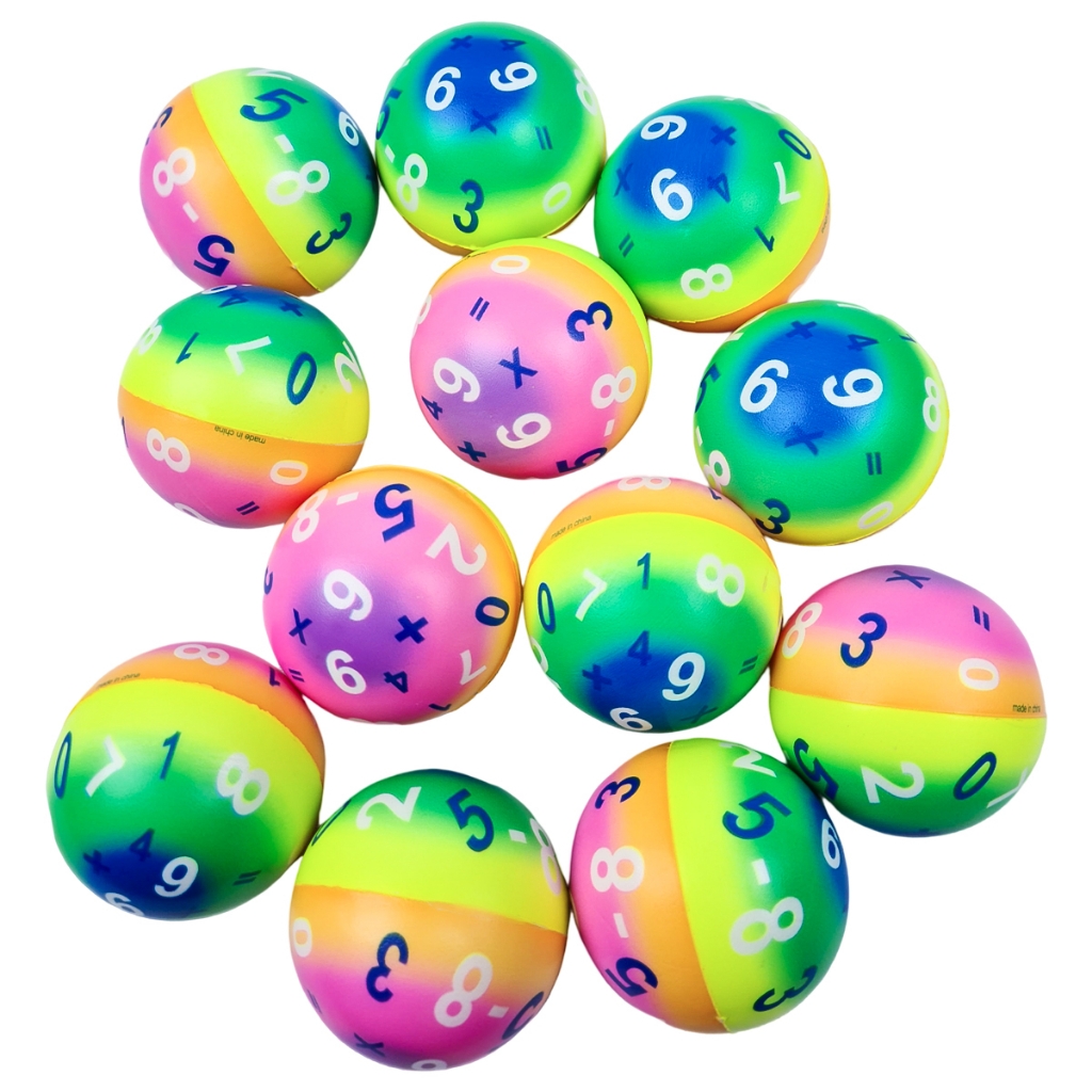 Kit 12 Bolinhas Bola Macia Matemática Colorida Anti-stress | Shopee Brasil
