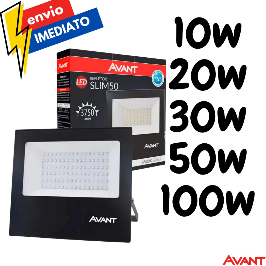 Holofote Refletor Led Super Forte 10w/20w/30w/50w/100w AVANT Luz Branca E Amarela Á Prova D´água ...
