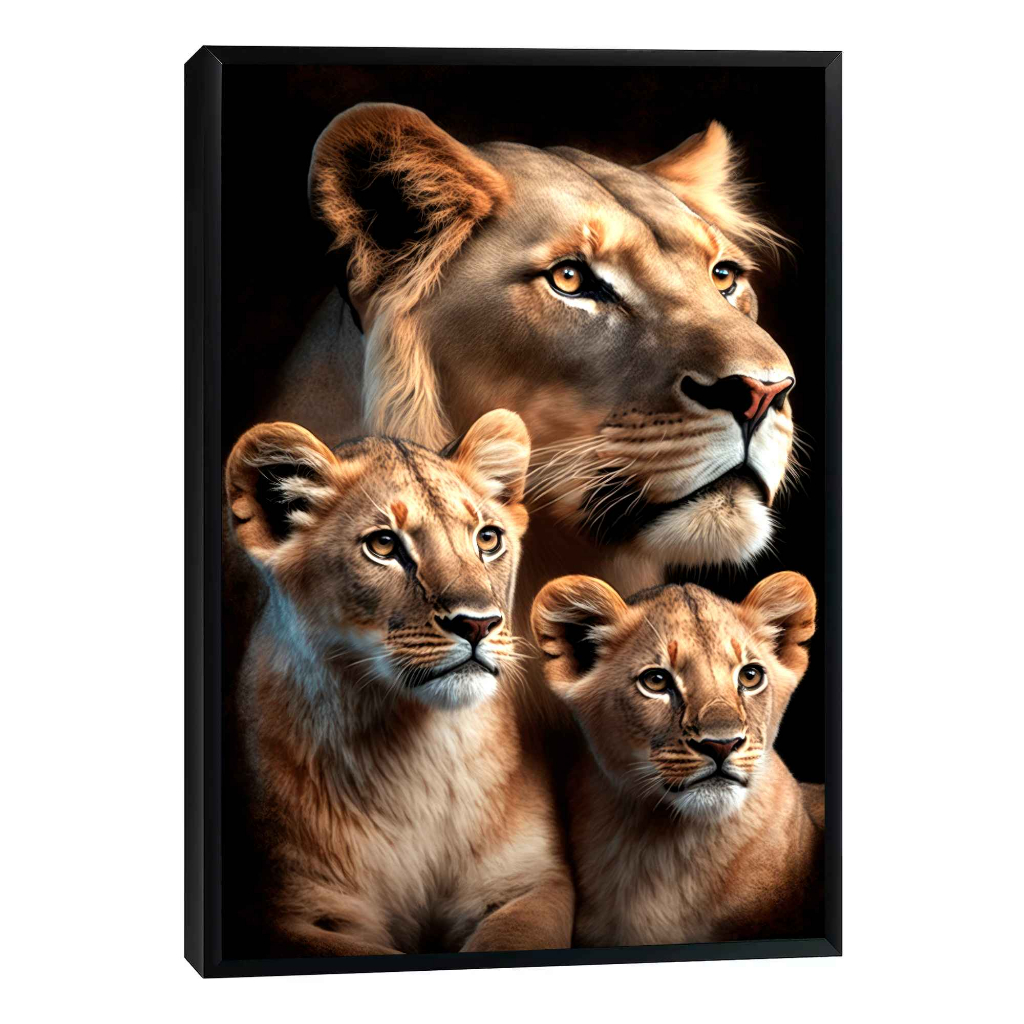 Quadro Leoa e Seus Filhotes Com Moldura + Acetato | Shopee Brasil