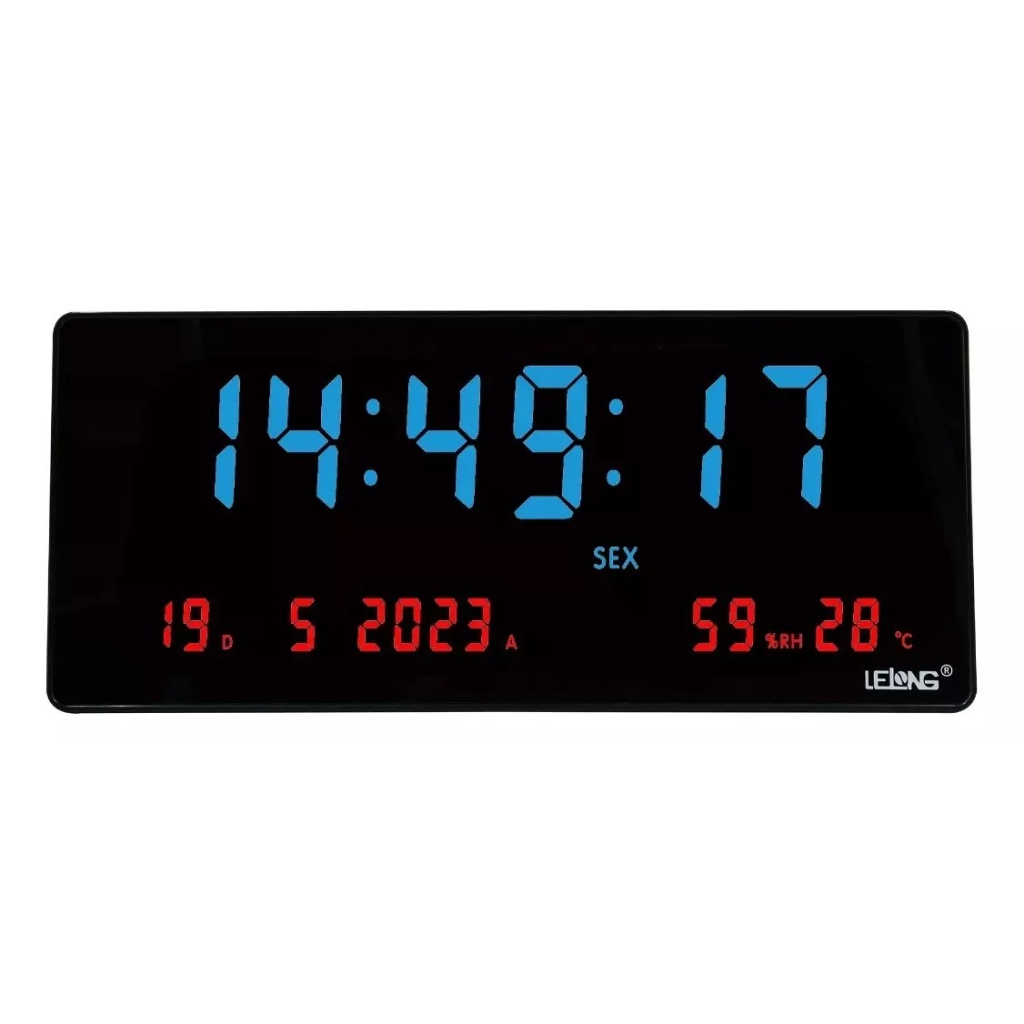 Relógio Digital Parede Ou Mesa Data Ano Temperatura 12/24 36CM | Shopee ...