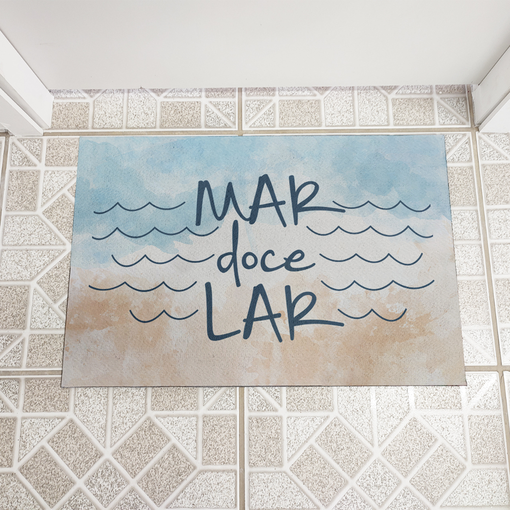 Tapete de Porta Mar Doce Lar | Tapete de Entrada Praia | Tapete de ...