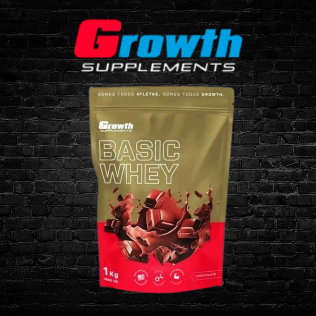 Whey Protein Basic Chocolate - 1kg - Growth Supplements | Shopee Brasil