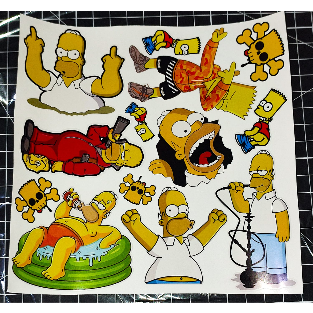Adesivo cartela kit figurinha , haha goku bart 59D cifrão grau Moto ...