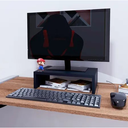 Base para Monitor MDF 33cm Preto Home Office Mesa Gamer Ergonômico ...