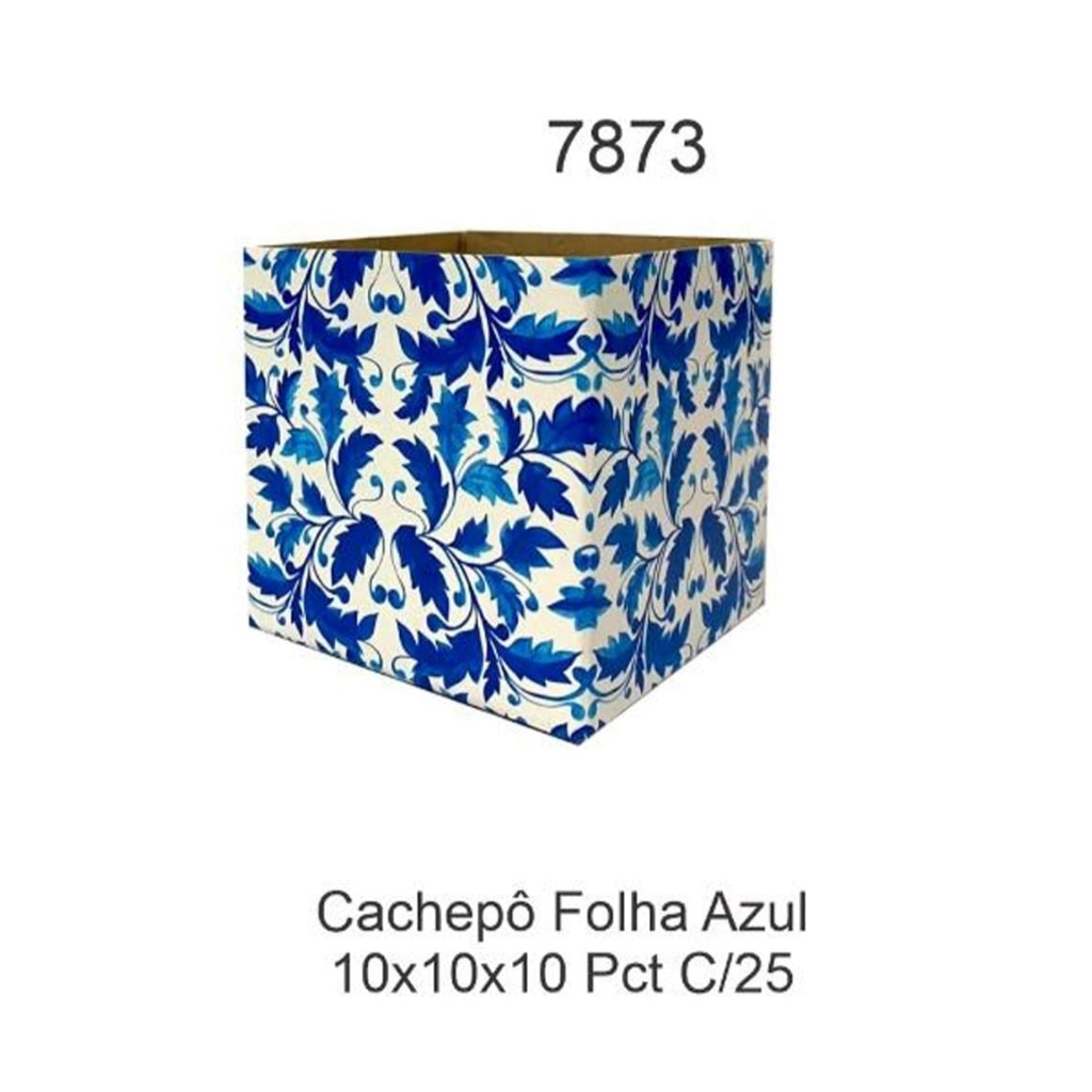Cachepo papelão estampado folha azul pacote/pct/fardo com 25 unidades ...