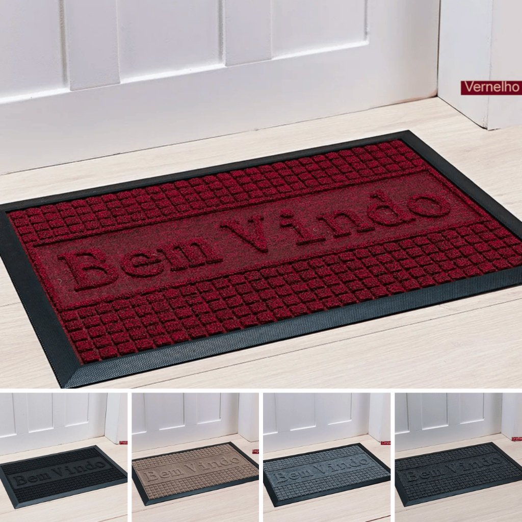 Tapete Capacho de Porta Bem Vindo 40x60cm Antiderrapante para entrada ...