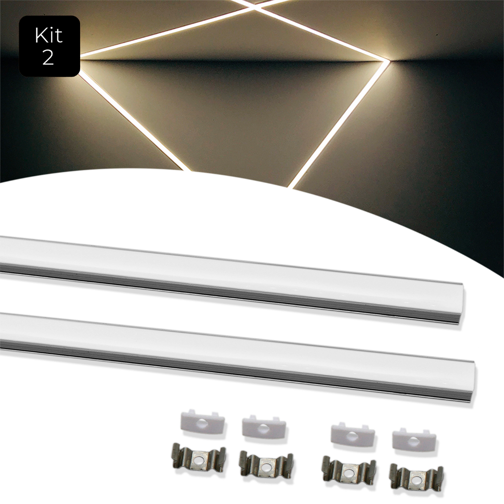 Kit 2 Metros Perfil Sobrepor Alumínio P/ Fita Led Psc01 | Shopee Brasil