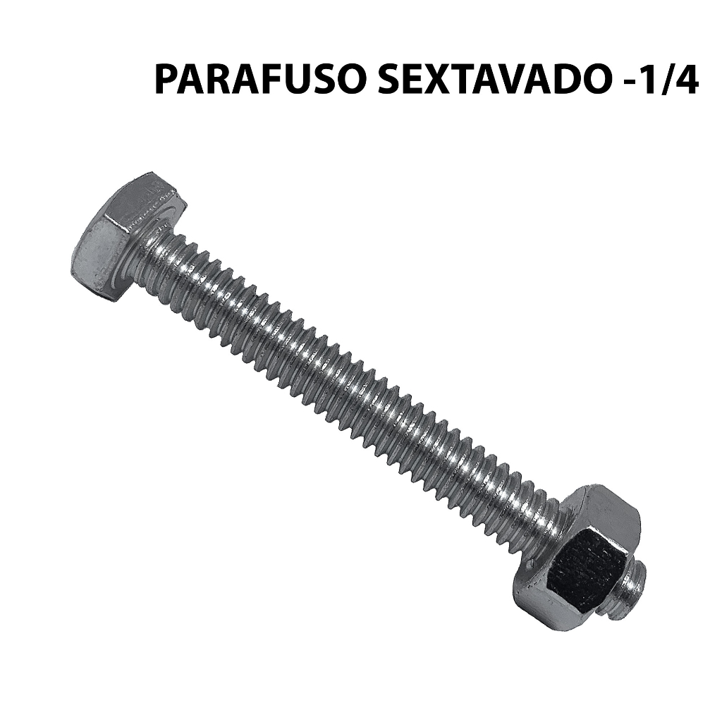 PARAFUSO SEXTAVADO ZINCADO 1/4 X + PORCA - 50 UNIDADES | Shopee Brasil