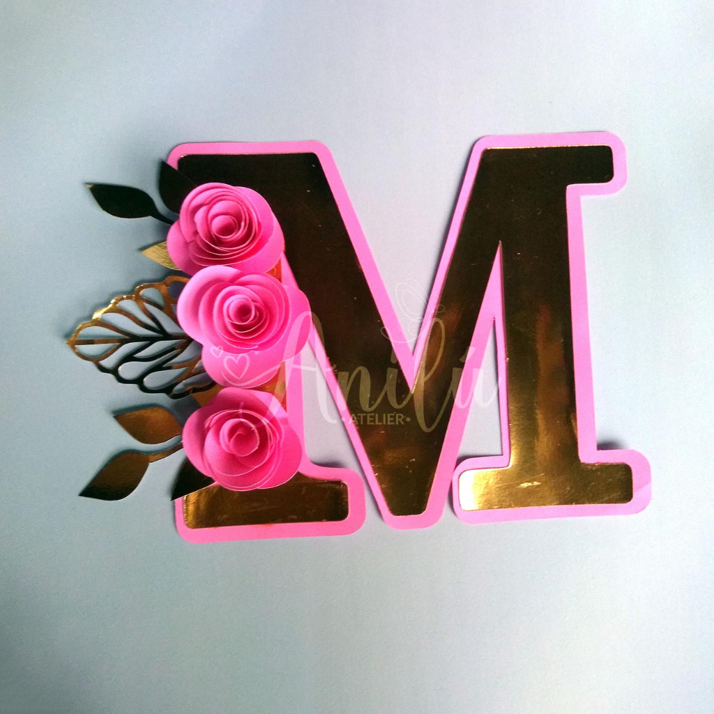 Topo letra M mini rosas | Shopee Brasil
