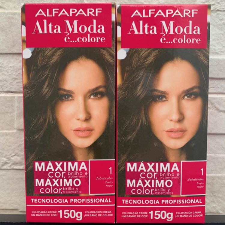 Kit Tintura Alta Moda com 2 und Cor 1 Preto 150g Alfaparf | Shopee Brasil