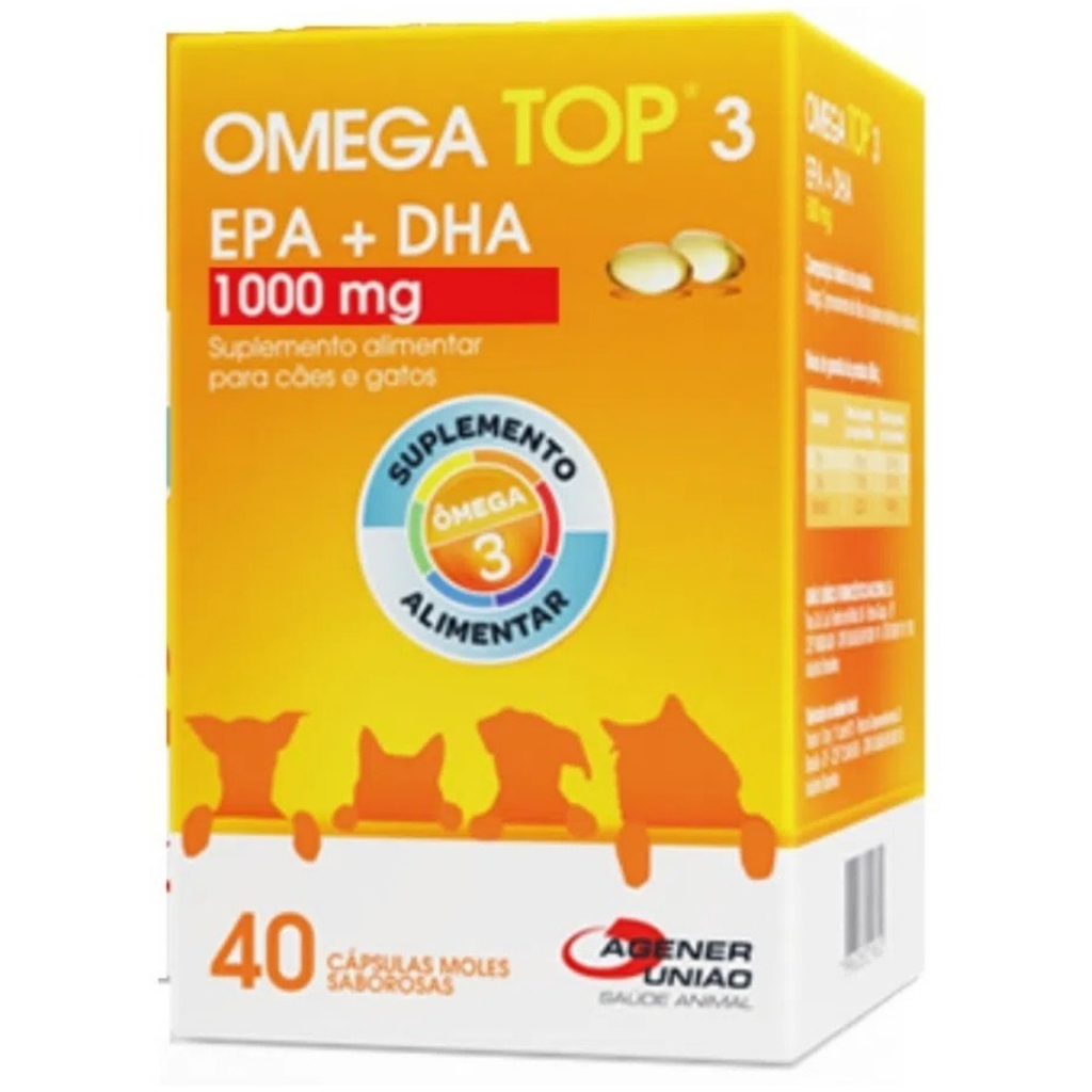 Omega Top 3 C 40 Cáp. Moles Saborosas 1000mg P/ Cães E Gatos | Shopee ...