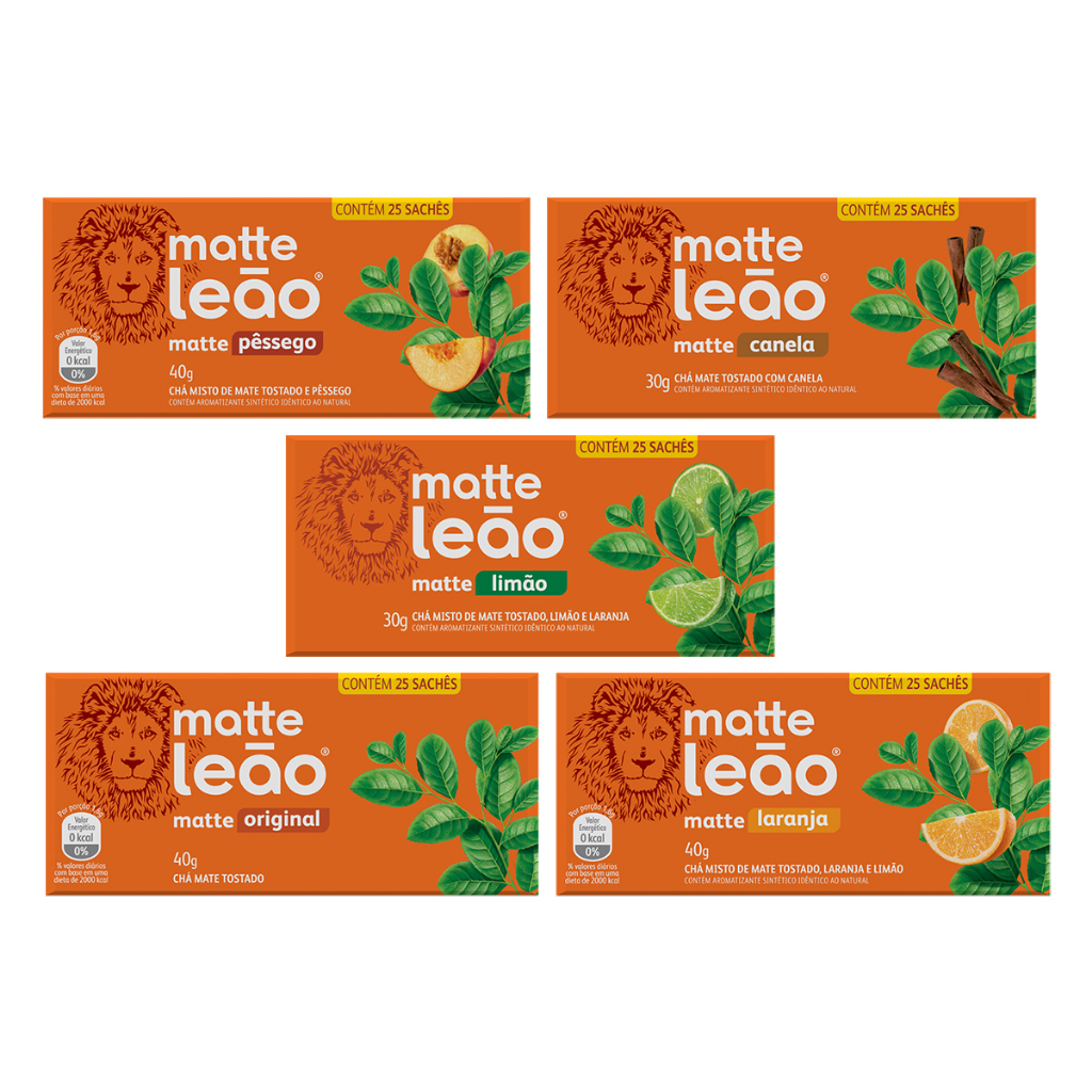 Combo Chá Matte Leão e 5 Sabores - 5 Caixas / 125 Sachês | Shopee Brasil