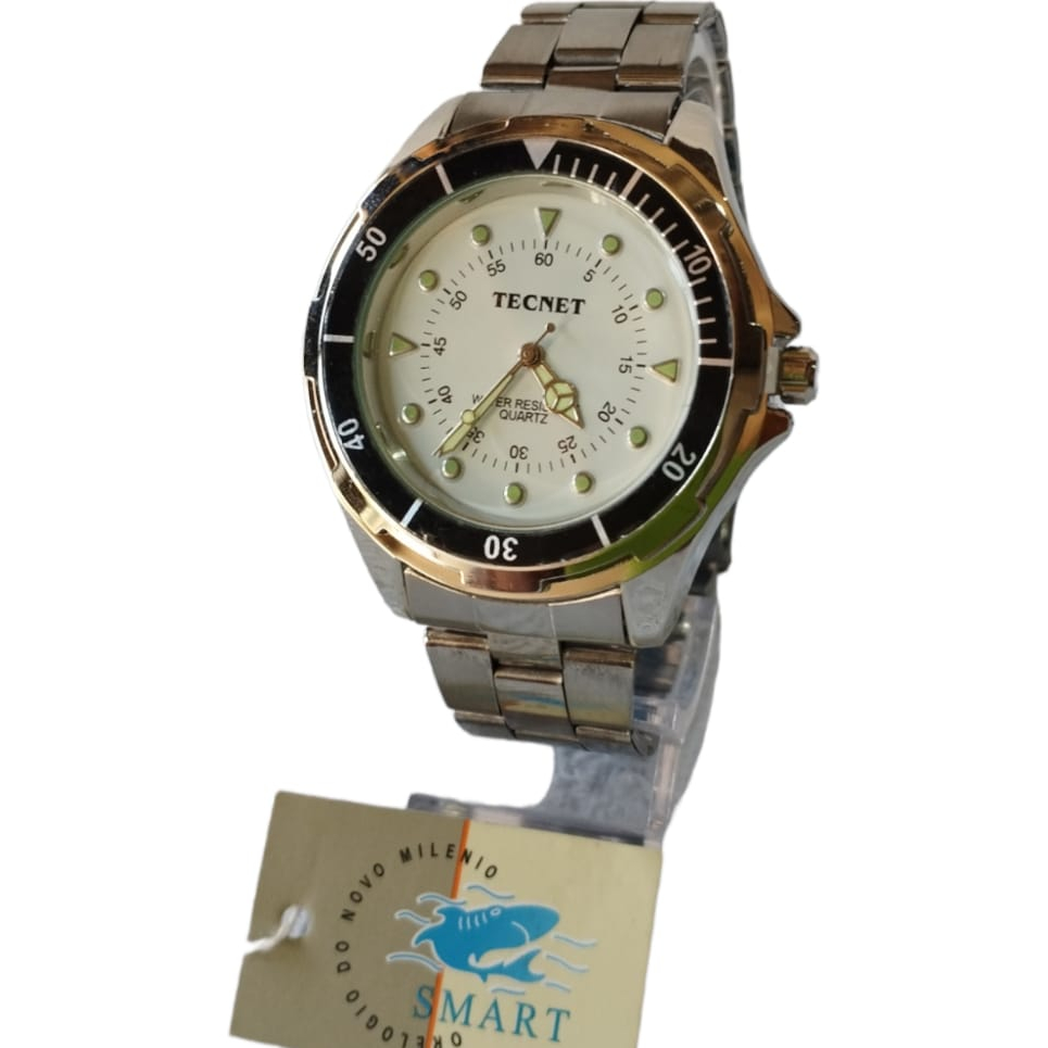 Relógio Masculino Tecnet Original A prova d'água Aço Inoxidavel Preto ...