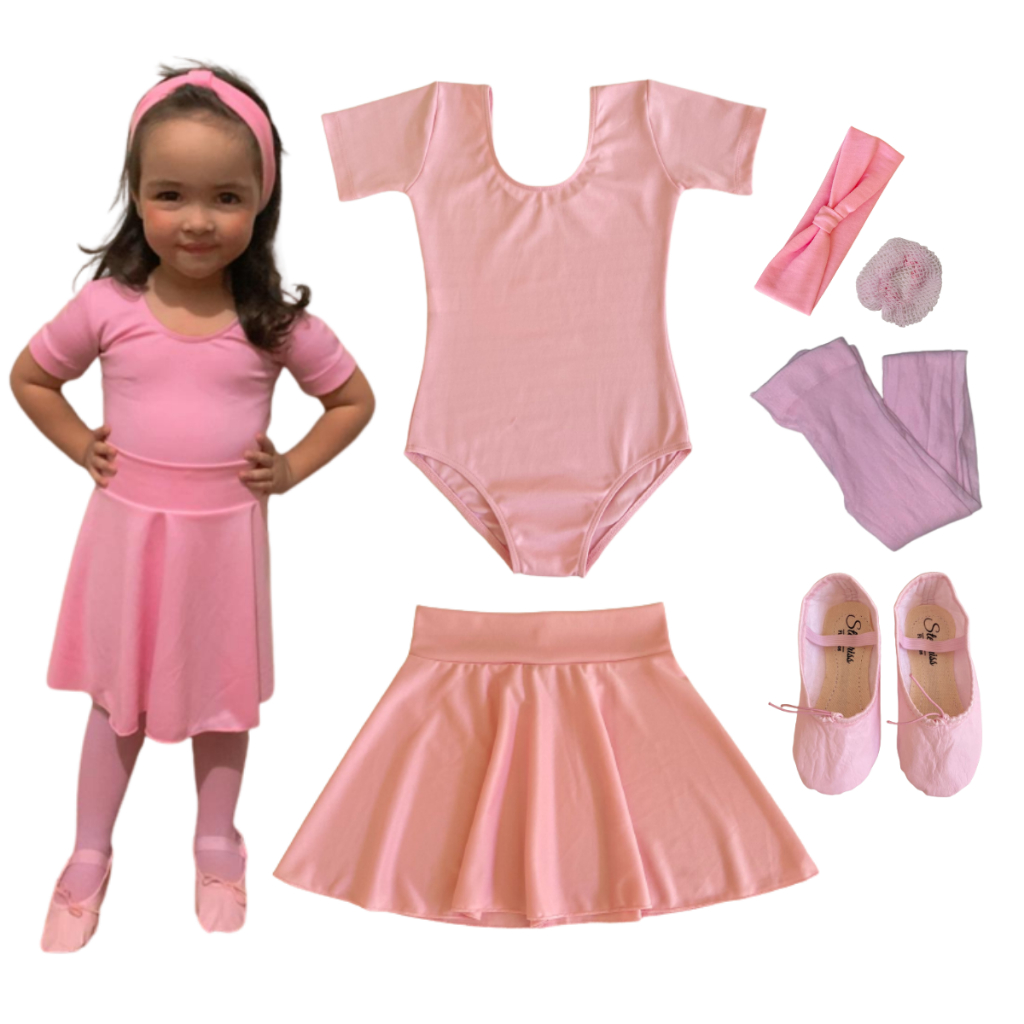 Kit Ballet Infantil 6 Itens Uniforme Bale Completo Rosa | Shopee Brasil