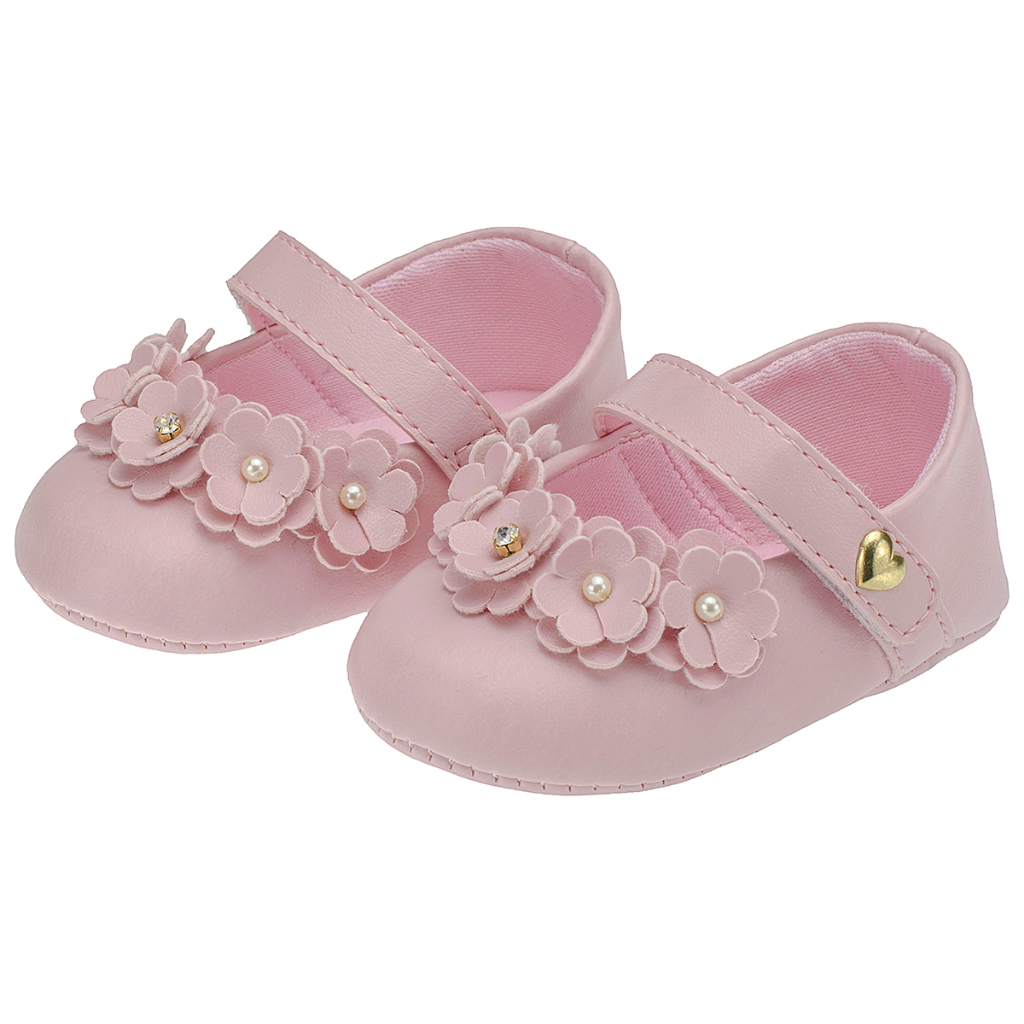 sapato bebe rosa menina sapatilha flores super macia luxuosa uso formal ...