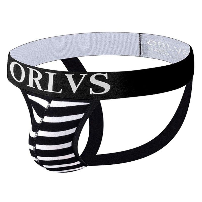 Cueca Jockstrap Masculina Orlvs Listrada Preto E Branco Shopee Brasil