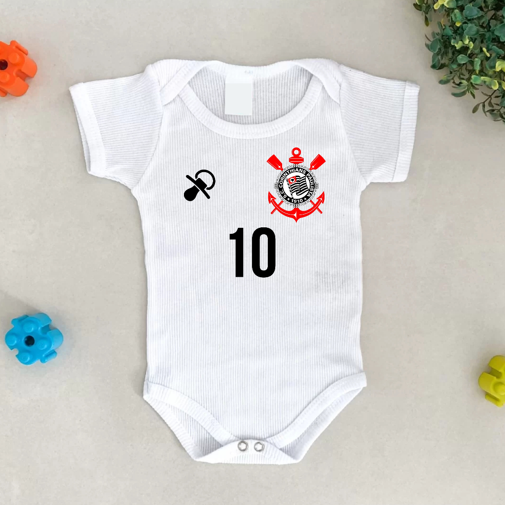 Body Infantil Bebê Time de Futebol Personalizado com Nome e Número ...