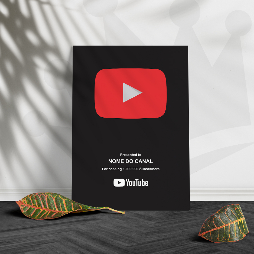Placa Comemorativa Inscritos Youtube Personalizado - Tamanho 19x28cm ...
