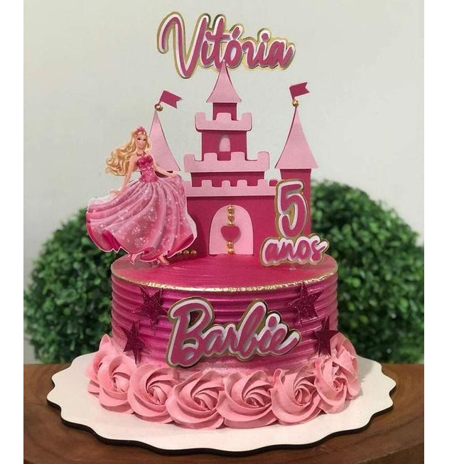 Topo de bolo Topper Da Barbie Personalizado | Shopee Brasil