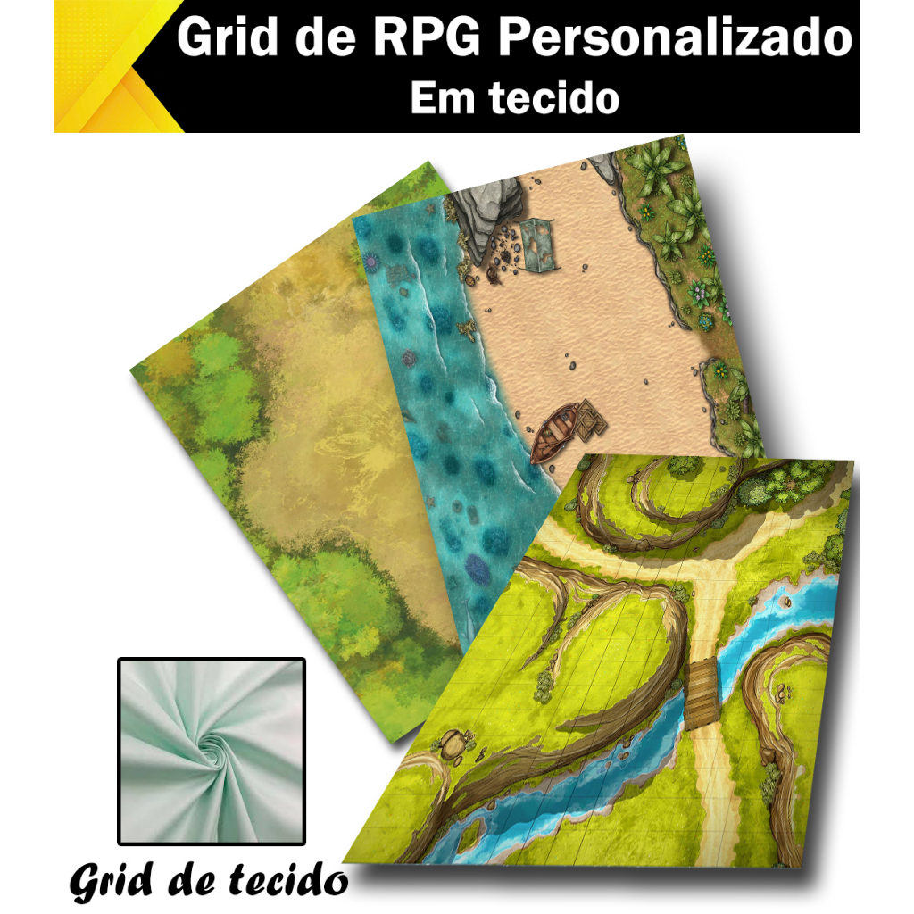Grid Batllemap De RPG em Tecido PERSONALIZADO ( envie ou escolha sua estampa) tamanho Grande 1mt ...