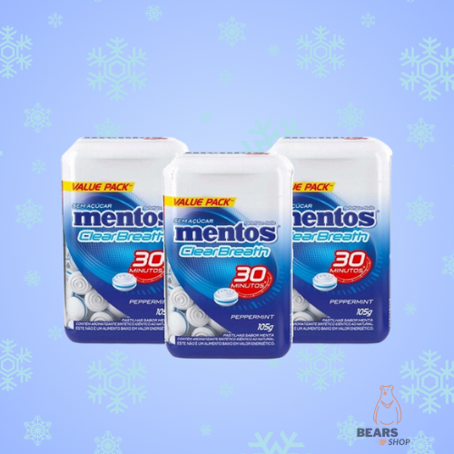 Pastilha Mentos Clear Breath Peppermint Combo Com 3 Unidades - 105g ...