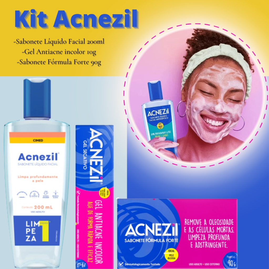 Kit Acnezil Tratamento Completo Contra Espinhas e Cravos Cimed Original | Shopee Brasil