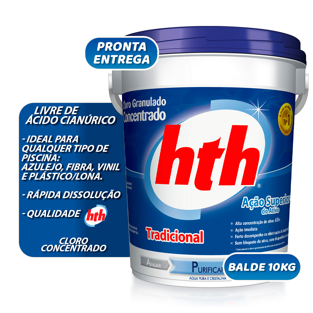 Hth Cloro Tradicional Concentrado Granulado Para Piscina Balde 10kg ...