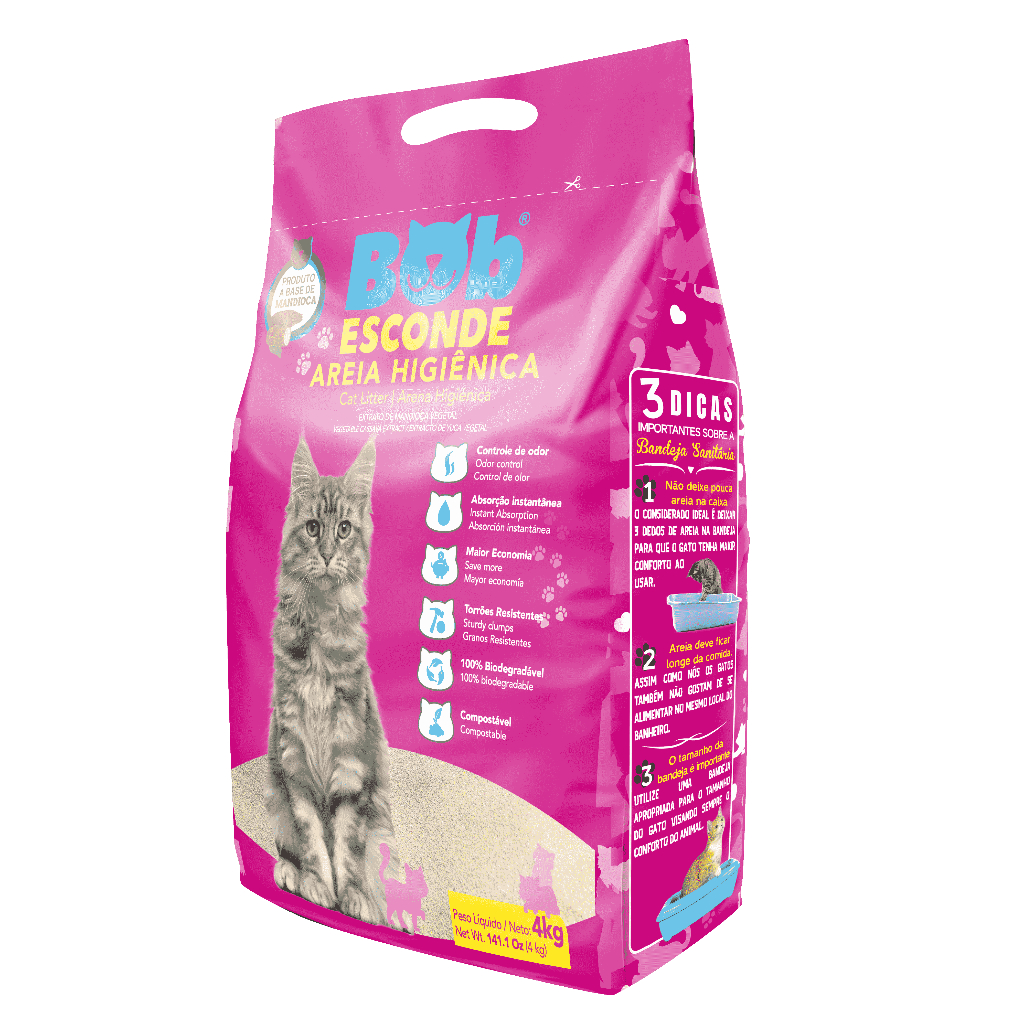 Bob Esconde – Areia Higiênica para gatos 4 Kg – 1 Pacote | Shopee Brasil