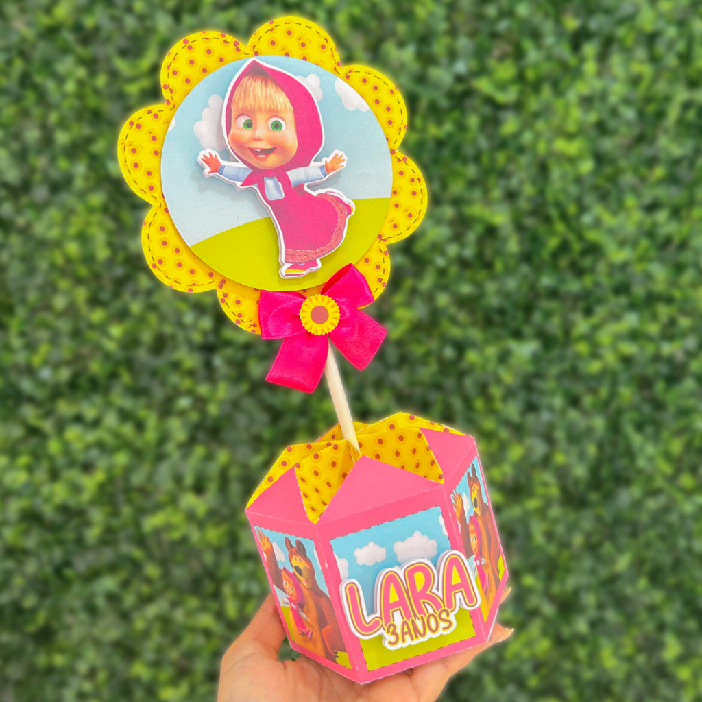 Kit de Centro de mesa Masha e o Urso | Arranjo de mesa | Enfeite de mesa | Cachepô ...