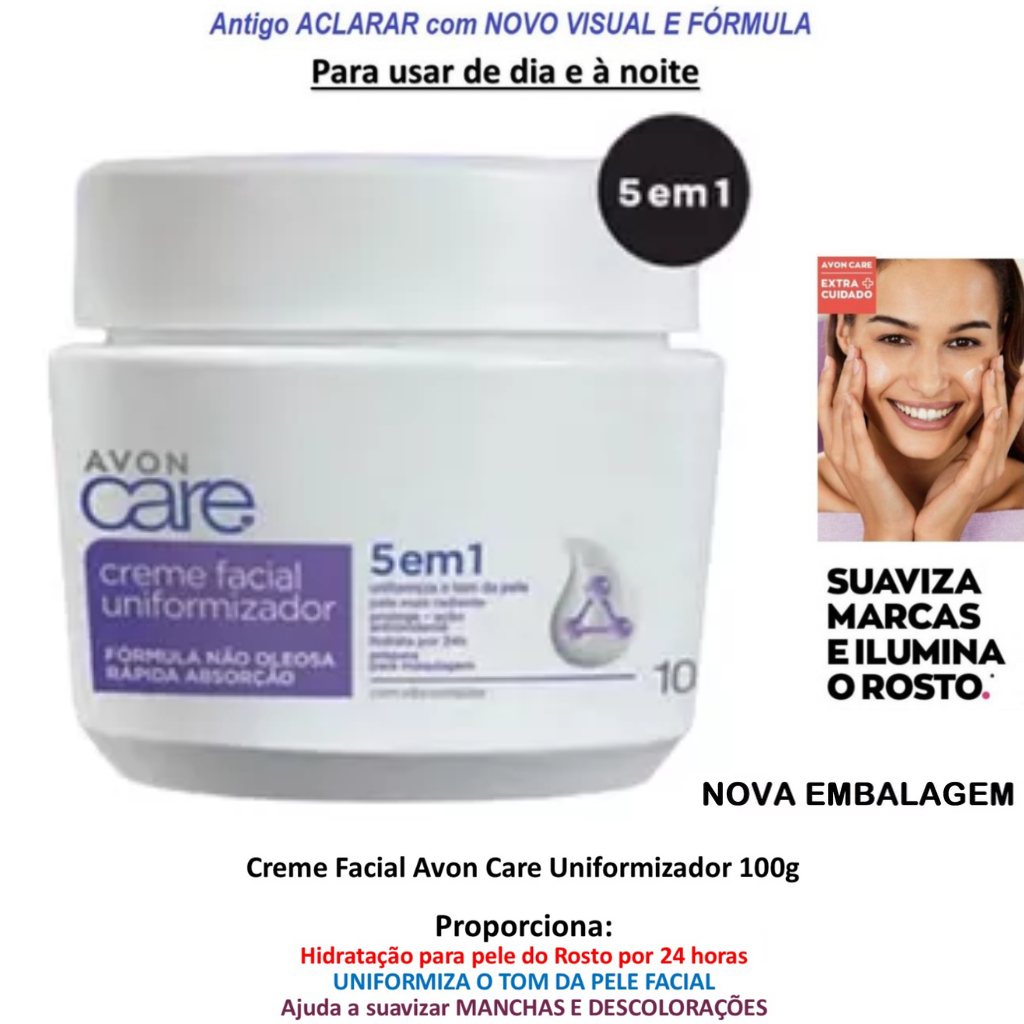 Creme Facial UNIFORMIZADOR (Clareador de manchas da pele do Rosto) Avon ...