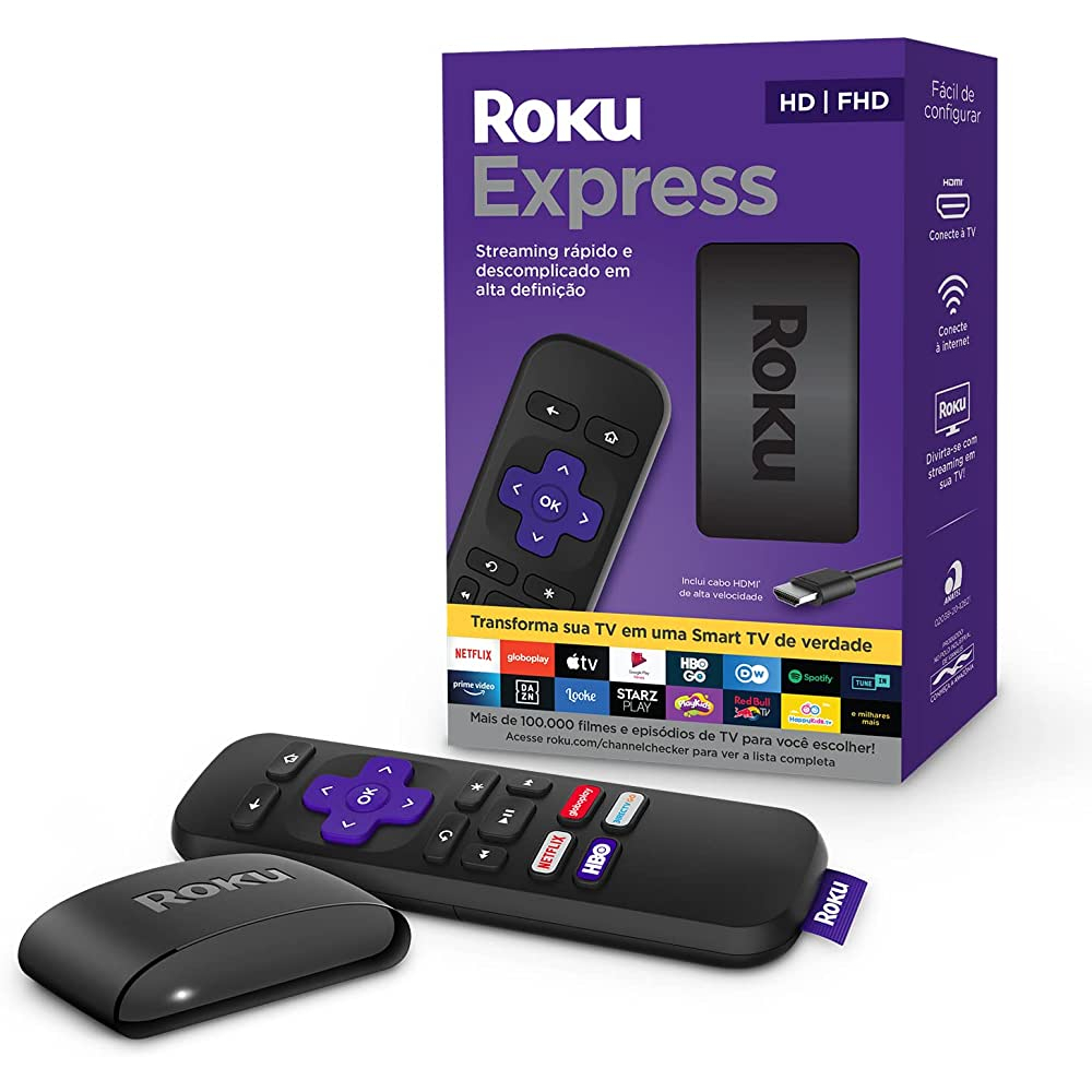 Roku Express Streaming Player Full Hd Com Controle Hdmi Usb | Shopee Brasil