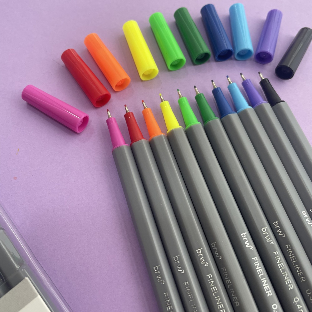 Caneta Colorida Ponta Fina 6/16/26 cores Fineliner BRW 0.4mm | Shopee ...
