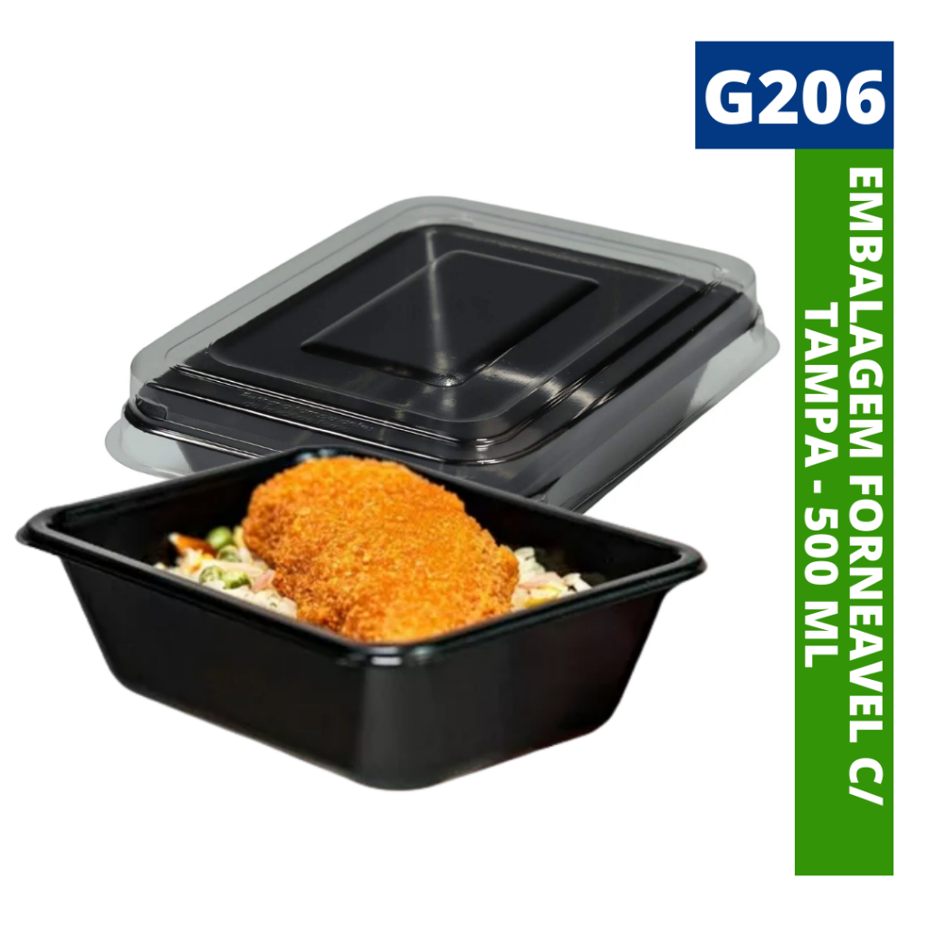 Bandeja Embalagem Forneável c/Tampa 500ml G206 - Galvanotek | Shopee Brasil