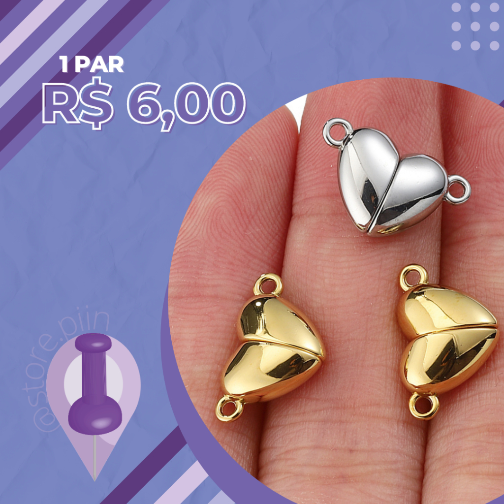 conjunto pingente coração magnético charms Requintado Pequenos Encantos ...