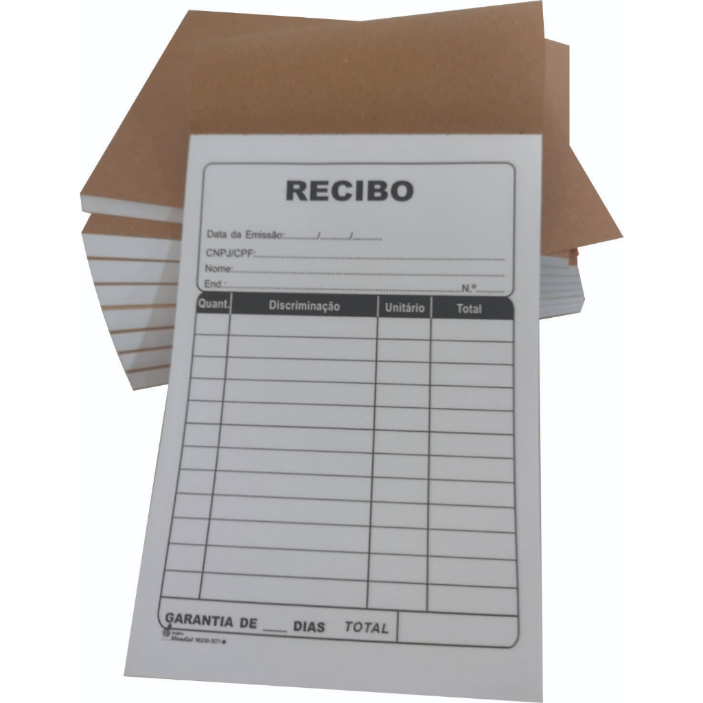 05 Bloco de RECIBO Comercial 1 Via Sem Canhoto C/ 50 FOLHAS | Shopee Brasil