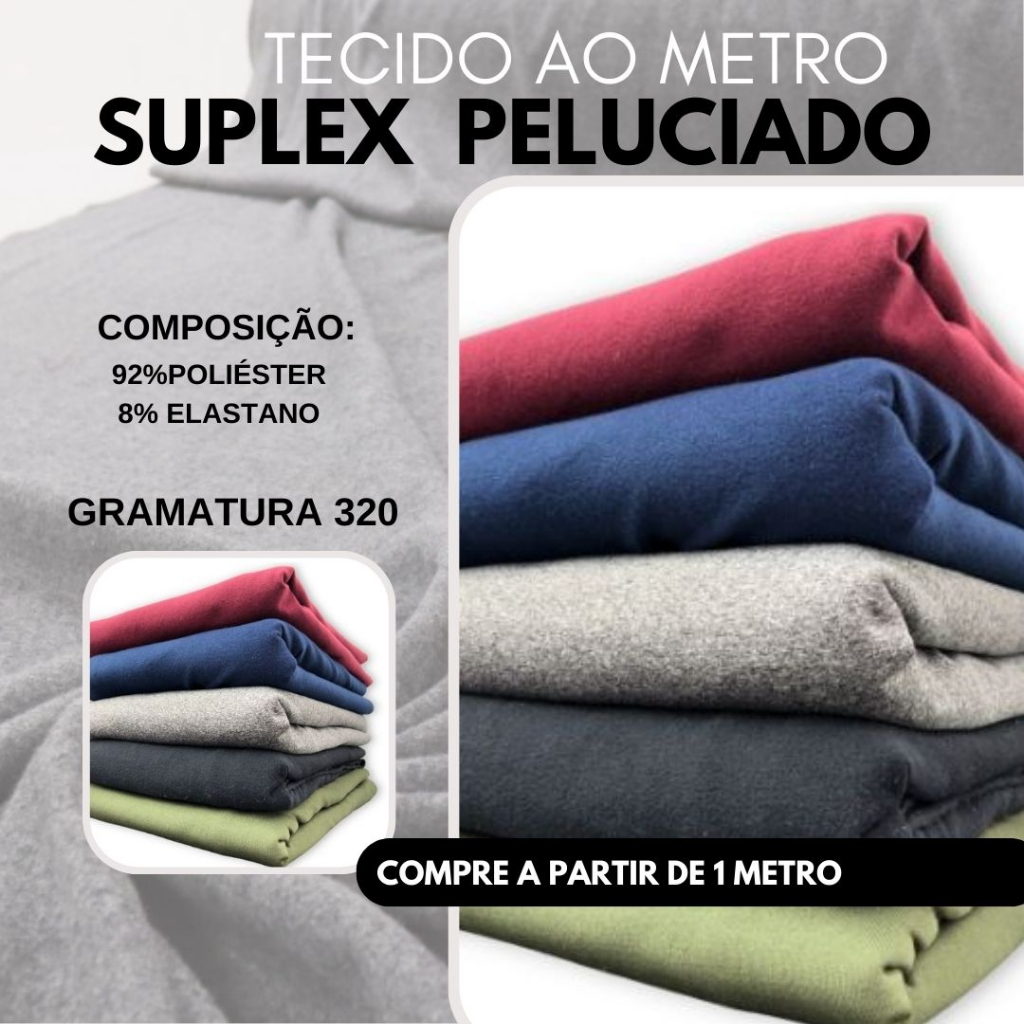Tecido Suplex Flanelado Peluciado - 1 metro x 1,60 | Shopee Brasil