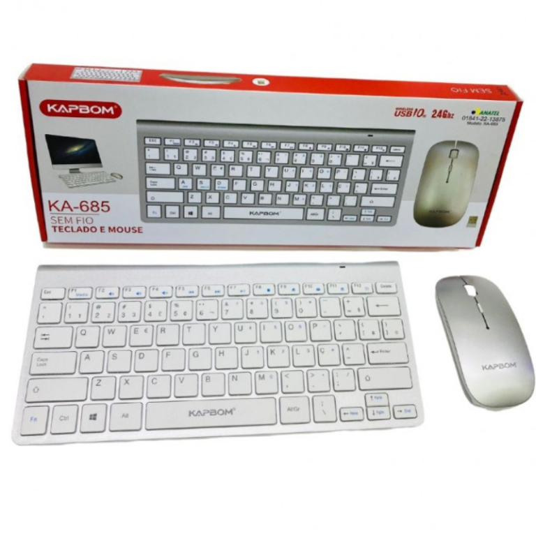 Teclado E Mouse Sem Fio 2,4ghz Transmissão Kapbom Ka-685 | Shopee Brasil