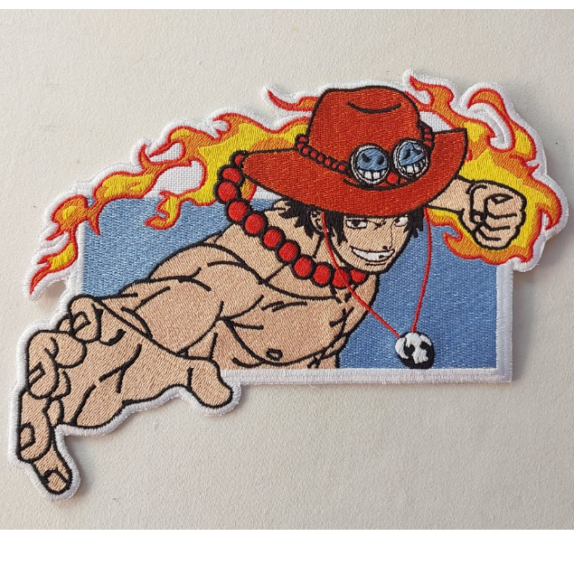 Ace one piece patch bordado fogo termocolante anime 20x16 cm | Shopee ...