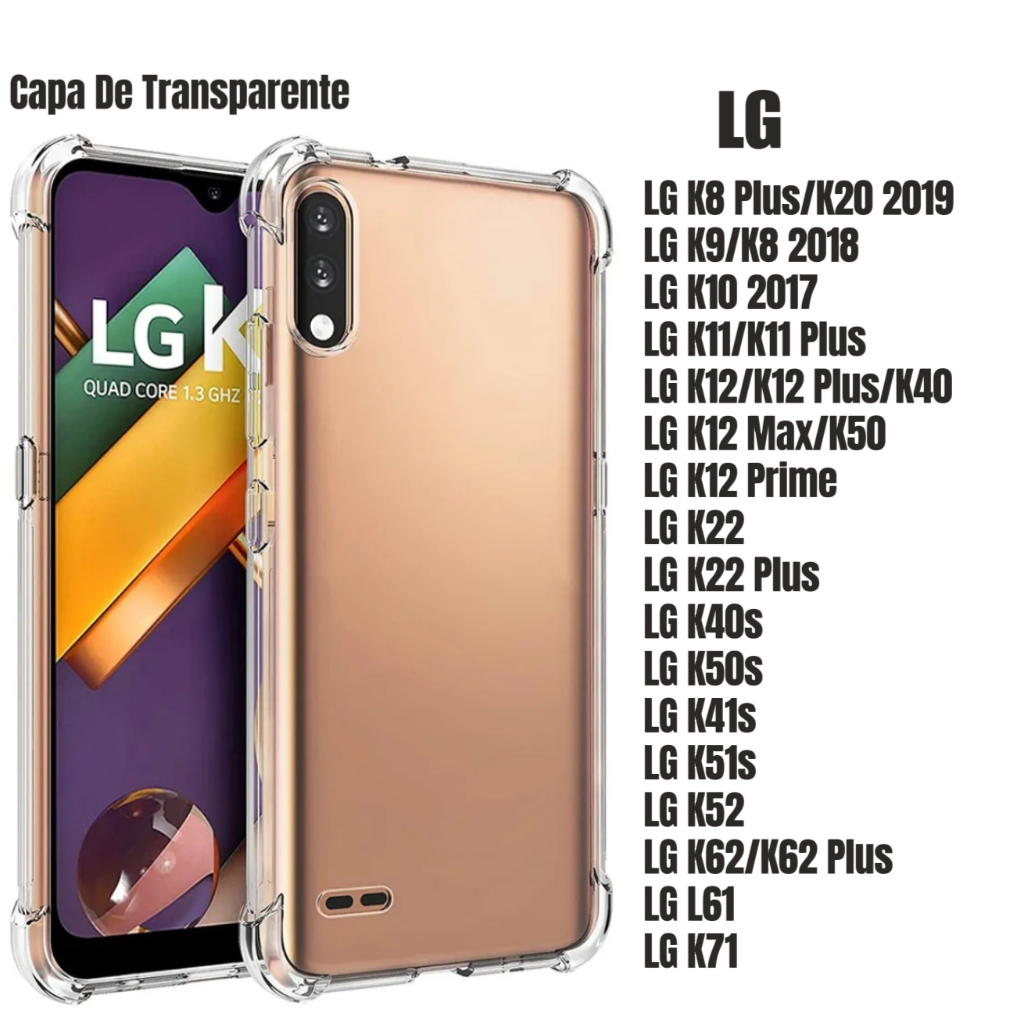 Capa Capinha Transparente Anti Impacto TPU Para LG K8 K9 K11 K12 K22 ...