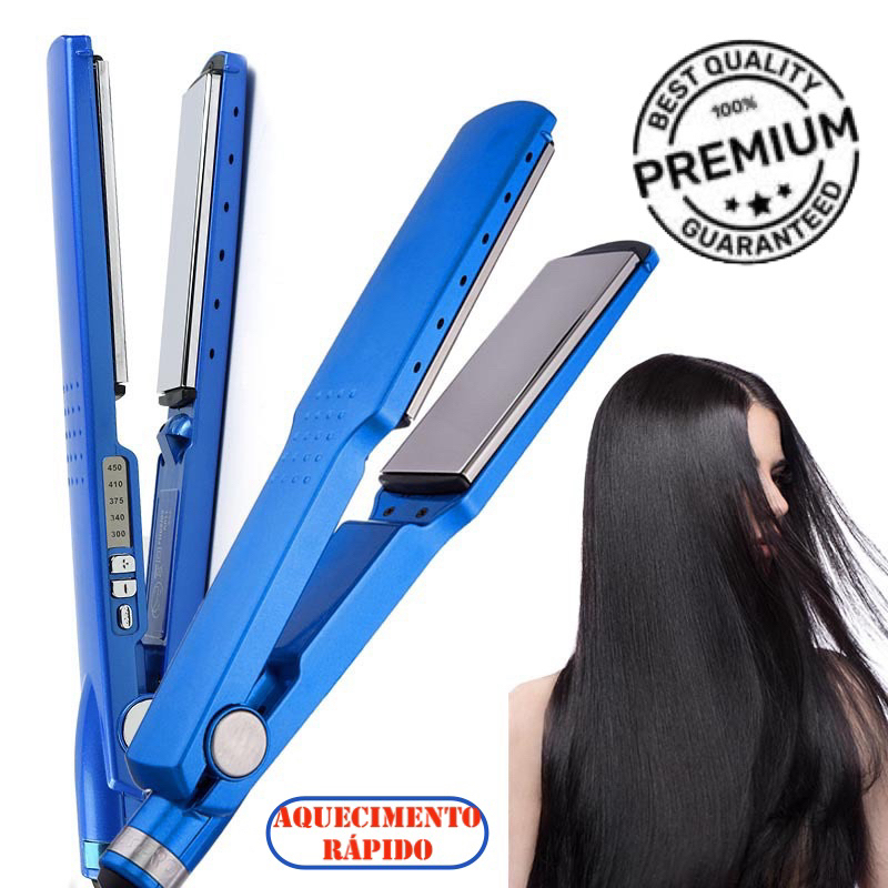 Chapinha prancha AZUL de cabelo nano titanium 450F Azul bivolt 110/220V ...