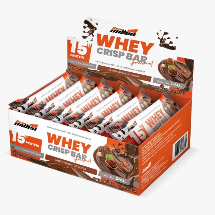 Whey Crisp Bar Gourmet Barrinha Display c/12 - New Millen | Shopee Brasil