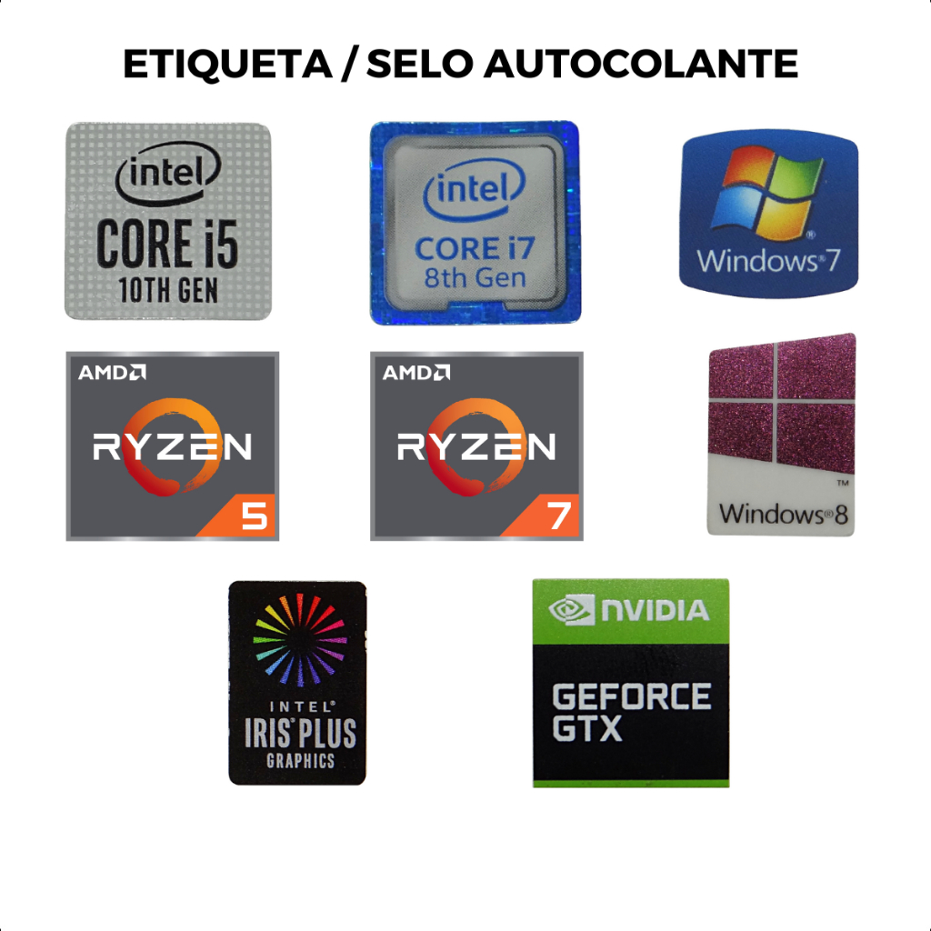 Etiqueta Selo Adesivo Amd Ryzen 5 / 7 Intel Core i5 / i7 Windows 7 / 8 ...