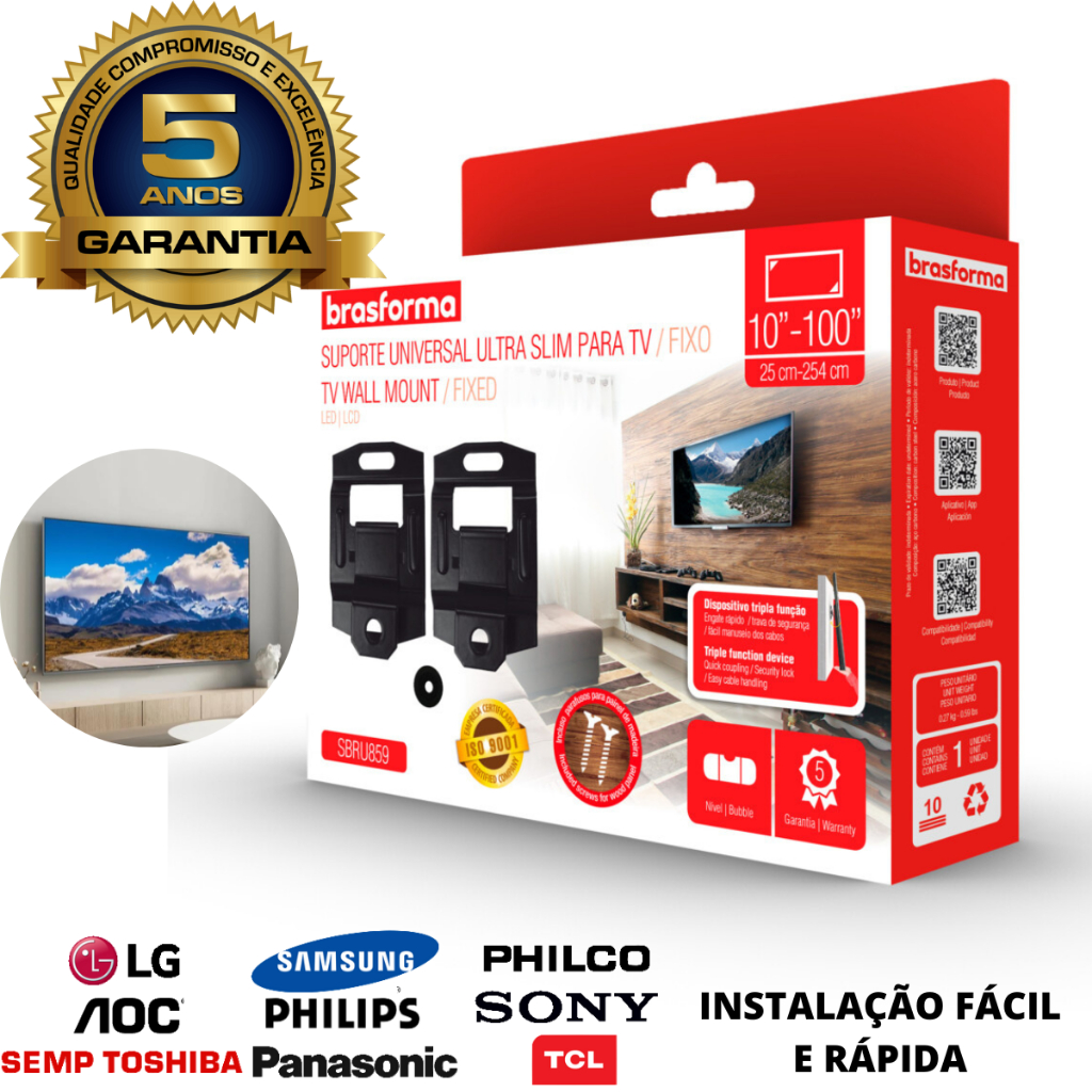 Suporte de Televisão Universal Led lcd plasma Oled LG Samsung philco ...